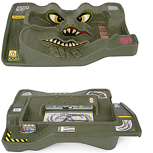 Simplay3 Monster City Extreme Wheels Monster Truck and Car Race Track Table - Red or Green Portable 2 Sided Kids Play Table with 2 Monster Race Trucks - Made in USA