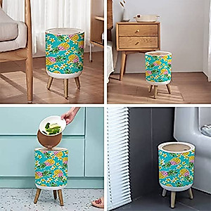 LGCZNWDFHTZ Small Trash Can with Lid for Bathroom Kitchen Office Diaper Cute Pineapples Seamless Fashion Print Bedroom Garbage Trash Bin Dog Proof Waste Basket Cute Decorative