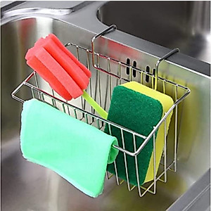 Sink Caddy Sponge Holder, Kitchen Sink Organizer Stainless Steel Sponge Caddy Holder, Dishwashing Liquid Drainer Sponge and Soap Holder for Kitchen Sink