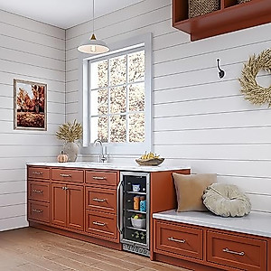 EdgeStar CBR902SG 15 Inch Wide 80 Can Built-In Beverage Cooler with Blue LED Lighting