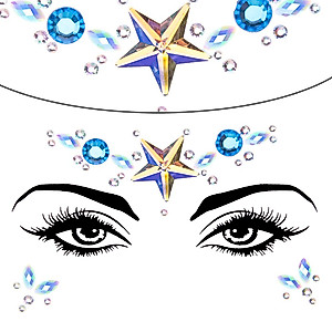 SIQUK 12 Sets Face Jewels Mermaid Face Gems Face Rhinestone Temporary Tattoos Crystal Tears Gems Stones for Race Carnival Festival Party