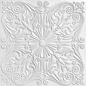 A La Maison Ceilings R139 Spanish Silver Foam Glue-up Ceiling Tile (256 sq. ft./Case), Pack of 96, Plain White