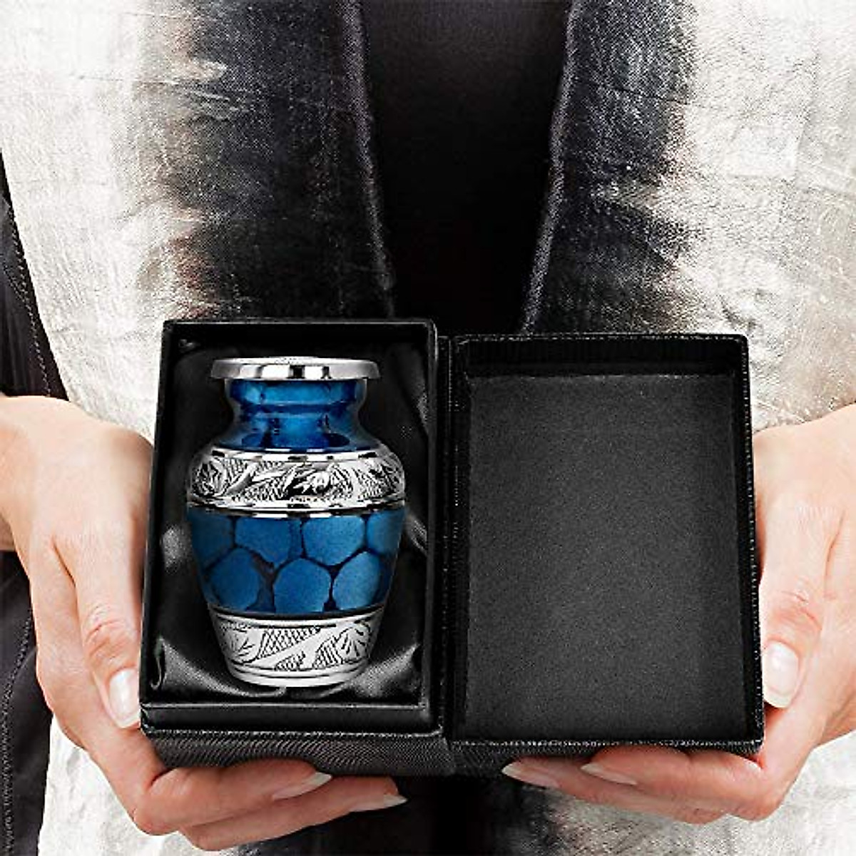Trupoint Memorials Cremation Urns for Human Ashes - Decorative Urns, Urns for Human Ashes Female & Male, Urns for Ashes Adult Female, Funeral Urns - 1 Small Keepsake, Up to 3 oz, Blue
