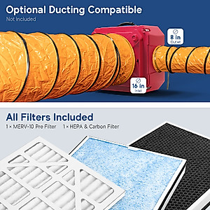 ALORAIR 4 Pack CleanShield HEPA 550 Industrial Commercial HEPA Air Scrubber, cETL Listed, GFCI Outlet, 10 Years Guarantee, Red