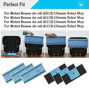 Extolife 8 Pack M6 Mopping Wet Pads for iRobot Braava Jet m6 (6110) (6012) (6112) (6113) Ultimate Robot Mop, Washable and Reusable Microfiber Deep Clean Wet Pads