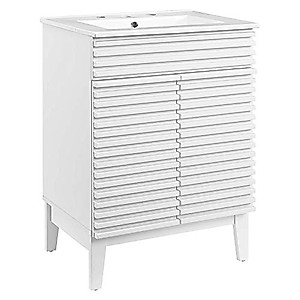 Modway Render Vanity with Sink-Floor, 24 Inch, White White