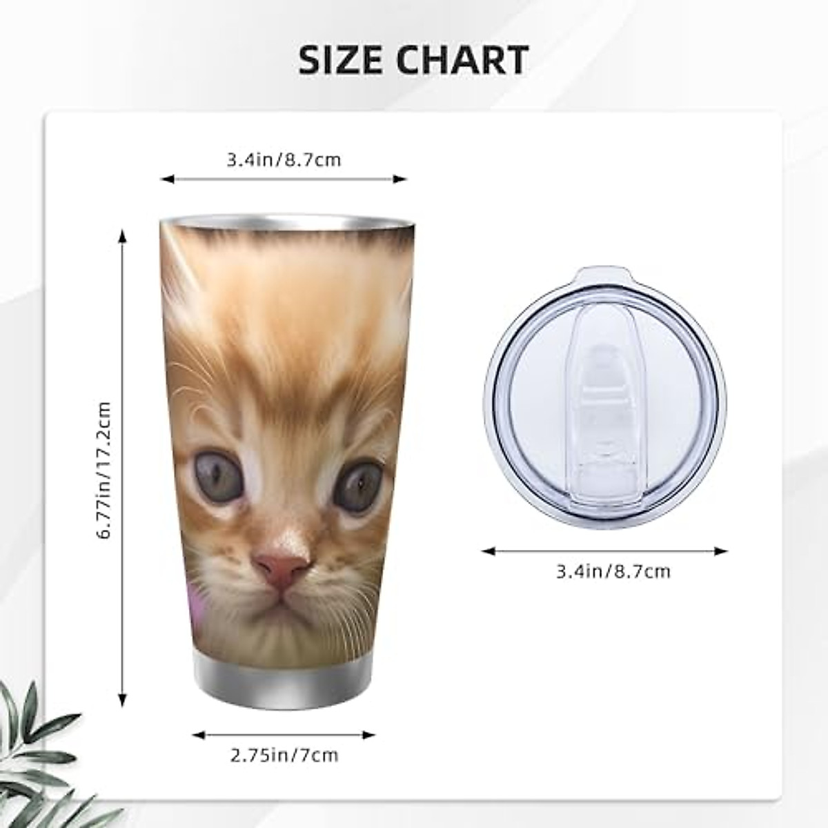 Cute Cat Tumbler with Lid and Straw 20oz Stainless Steel Car Cup for Hot and Cold Drinks, Double Wall Insulated Travel Coffee Mug Reusable Drink Thermos Cup Birthday Gifts