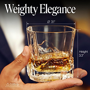 EdelweissPeak Unique Everest Bourbon Glasses Set of 4 in Gift Box - Mountains Theme - Heavy Freezable 8 OZ Old Fashioned Whiskey Glasses Set of 4 - Scotch Glass Set 4 - Whiskey Gifts for Men