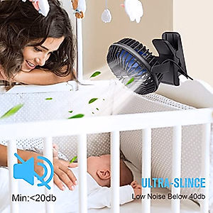 BESKAR USB Clip on Fan, Portable Small Fan with Cord Powered, 3 Speeds Strong Airflow, with Sturdy Clamp, Quiet Personal Desk Fan