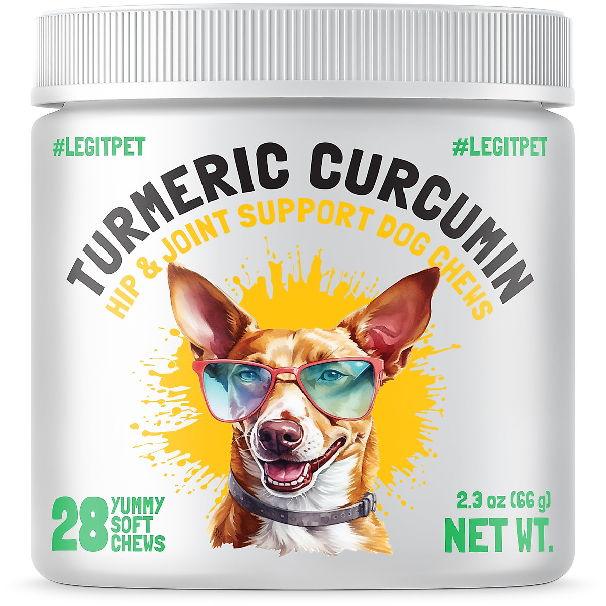 Turmeric Curcumin Hip & Joint Dogs Supplement Anti-Inflammatory Support for Arthritis & Mobility with Collagen & BioPerine Pain Relief Antioxidant Digestive Cardiovascular and Liver Health 28 Chews