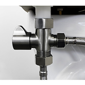 Luxe Bidet Metal T-adapter with Shut-off Valve, Winged 3-way Tee Connector, Nickel Finish, for Luxe Neo Bidets
