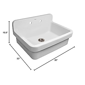 Whitehaus OFCH2230-WHITE Old Fashioned Country Kitchen/Utility Sink, White