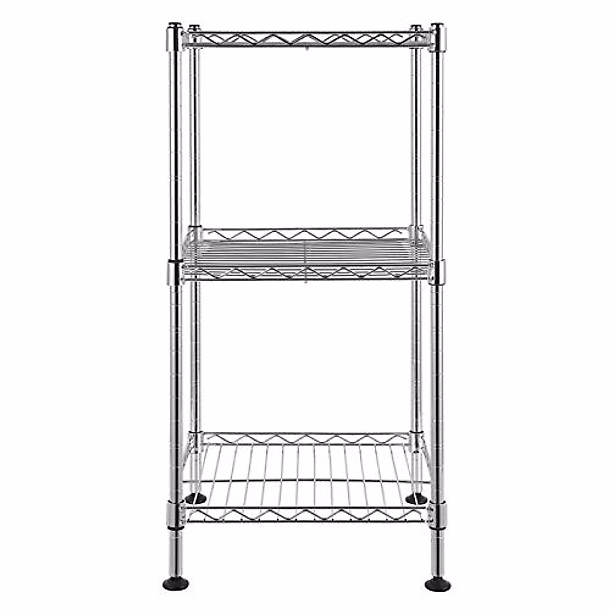 Kcelarec 3 Tier Adjustable Storage Shelf Metal Storage Rack Wire Shelving Unit Storage Shelves Metal 198Lbs Capacity for Pantry Closet Kitchen Laundry Silver