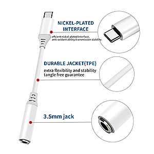 USB C to 3.5mm Headphone Jack Adapter, 2 Pack ENVEL Type C to Aux Audio Cable Compatible with iPhone 15 Pro Max Samsung Galaxy S23 S22 S21 S20 FE Ultra 5G, iPad Pro, Google Pixel 5/6/7