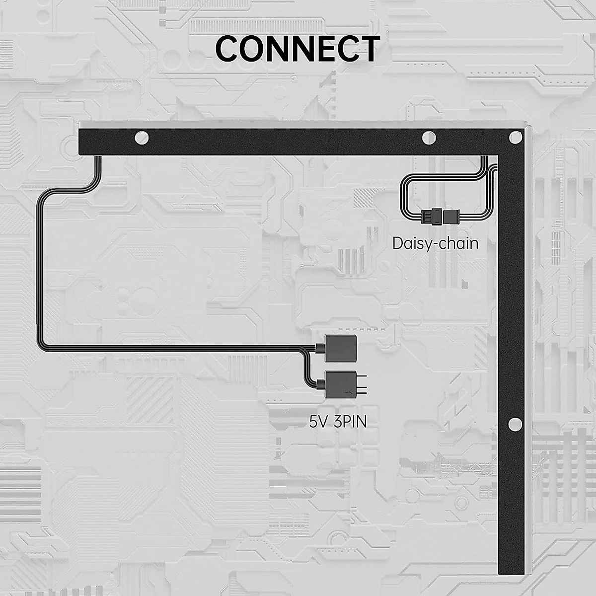 ASIAHORSE ARGB Light Strip for Motherboard, 24 Independent Addressable RGB, 5V 3-pin Aura Sync, Lightsaber-X Led PC Parts Kit Compatible with Micro-ATX