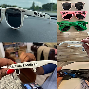 10PC Custom Sunglasses Personalized Bulk Party Favors Wedding Guests Logo School Music Show Birthday Bachelorette Bridesmaid Gifts Garden Graduate 2024 Prom Customizable Glasses (Black)