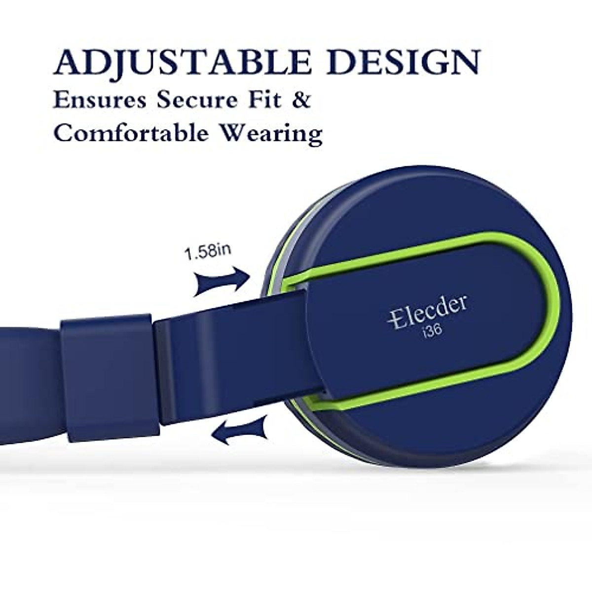 ELECDER i36 Kids Headphones Children Girls Boys Teens Foldable Adjustable On Ear Headphones 3.5mm Jack Compatible Cellphones Computer Kindle MP3/4 School Tablet Blue/Green