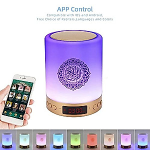 Telawah Quran Speaker with Remote Control,Portable LED Bluetooth Touch Cube MP3 Music Player Night Light Rechargeable Speaker