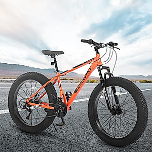 26x4 Inch Fat Tire Bike 21 Speeds, Dual Disc Brake Front Suspension, Mountain Trail Bike, Urban Commuter City Bicycle Adult/Youth