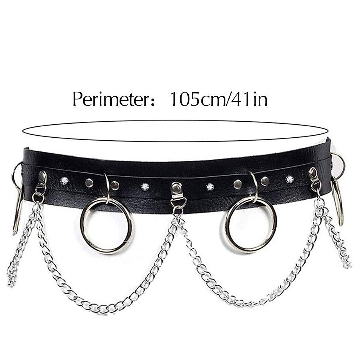 MJartoria Punk Waist Chain Belt Faux Leather Body Chains Body Jewelry Accessories Gothic Waist Jewelry for Women (Black)