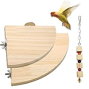 KYHSOM 2 Pack Bird Perch Platform, Wood Perch Bird Platform Parrot Stand Playground Cage Accessories for Small Animals Parrot Parakeet Conure Cockatiel Budgie Gerbil Rat Mouse Chinchilla