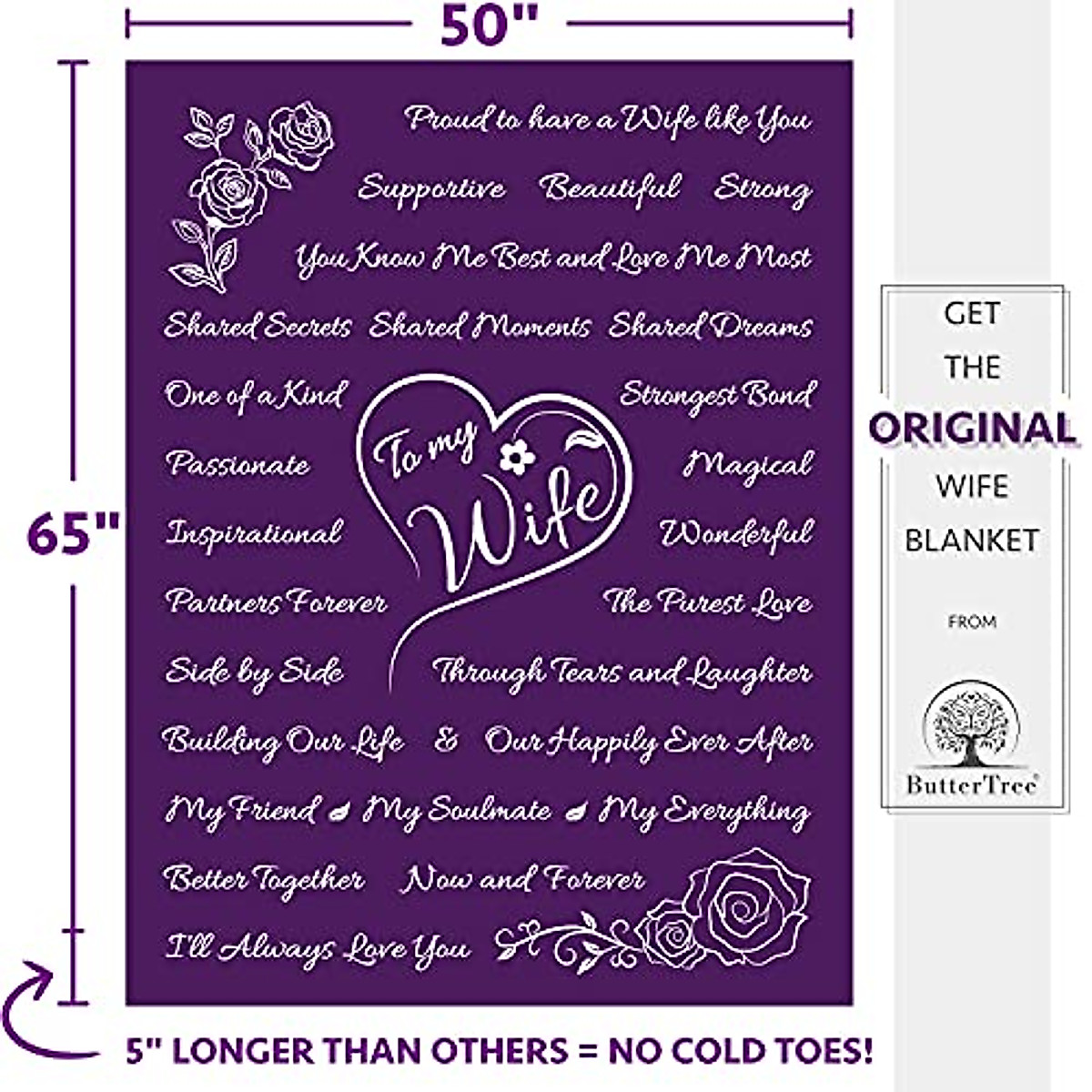 ButterTree Mom and Wife Blankets, Throw Blankets 65" x 50" (2-Pack, Purple)