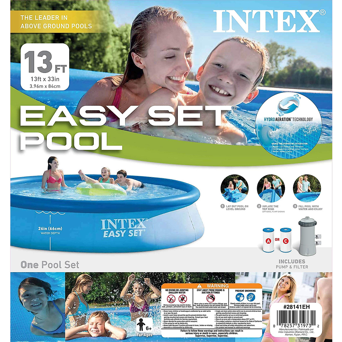 Intex 13ft x 32in Easy Set Above Ground Swimming Pool and 530 GPH Pump (2 Pack)