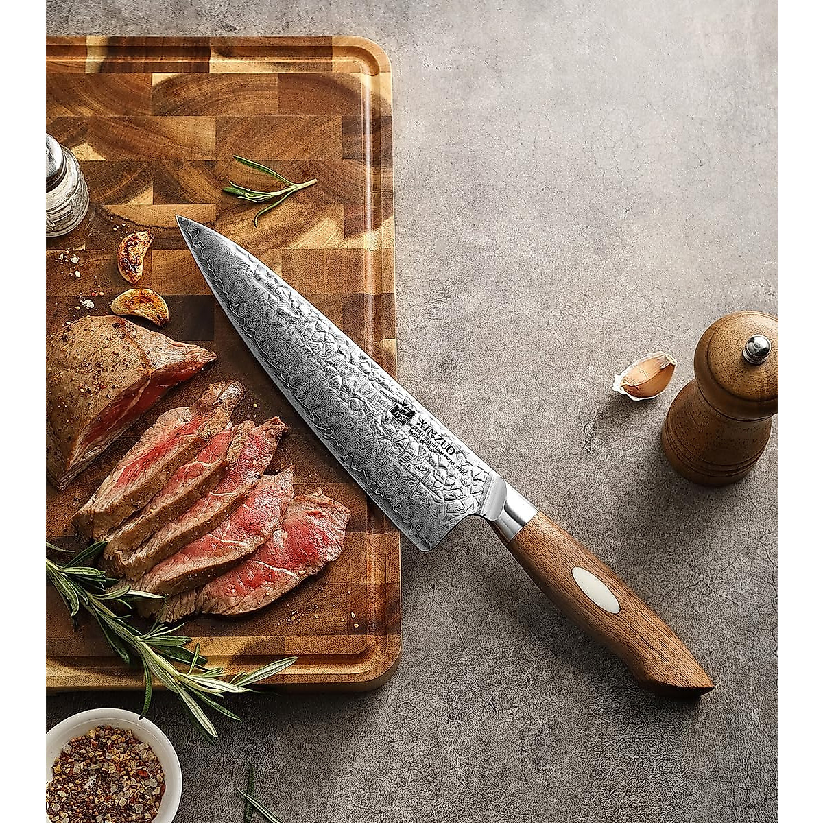 XINZUO 8.3 Inch 67 Layers Damascus Steel Chef Knife, Hand Forged Japanese AUS-10 Steel Gyuto Chef Knife,Walnut Black Walnut Handle,Full Tang, Razor Sharp,Exquisite Box Package