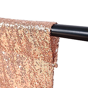 TRLYC 2pcs 2FTX8FT Rose Gold Sequins Backdrop Curtain