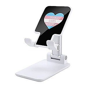 Trans Lives Matter Heart Cell Phone Stand Foldable Adjustable Cellphone Holder Desktop Dock Compatible with iPhone Switch Tablets (4-13")
