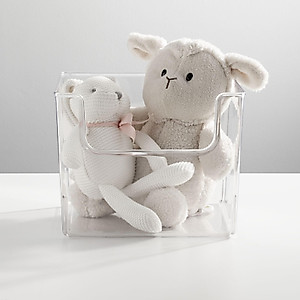 mDesign Plastic Toy Storage Bin Box Container with Front Dip for Easy Access - Organize Games/Accessories in Kids Playroom, Closet, Cabinets, Shelves, Ligne Collection, 4 Pack, Clear