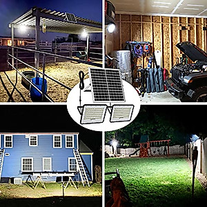 Engrepo 200 Watts Solar Flood Light Outdoor 1500LM Dual White Floodlights Auto On/Off Dusk to Dawn with Remote Control for Yard, Garden, Shed, Barn.