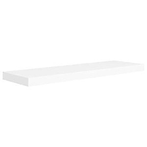 Homvdxl Floating Shelves, White Wall Mounted Shelf with Invisible Brackets Book Plant Display Rack Storage for Bathroom Living Room Bedroom Entryway Hallway, 31.5 x 9.3