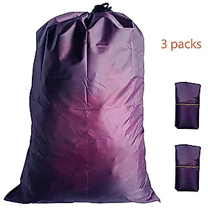 Light Nylon Laundry Bag-Portable Dust Bag with Drawstring Close for Shoes, Clothes, Household Items or Toys, etc. (20 * 28 inch, Brown)