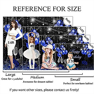 Mocsicka Blue and Birthday Backdrop for Women Silver High Heels and Blue Balloons Birthday Party Decoration for Girl Blue Rose Happy Birthday Party Banner Supplies (7x5ft (82x60 inch))