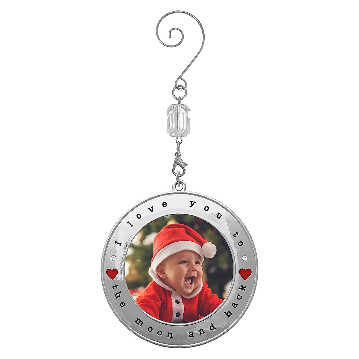Baby's First Christmas Photo Ornament - I Love You to The Moon and Back - Gift/Storage Bag Included