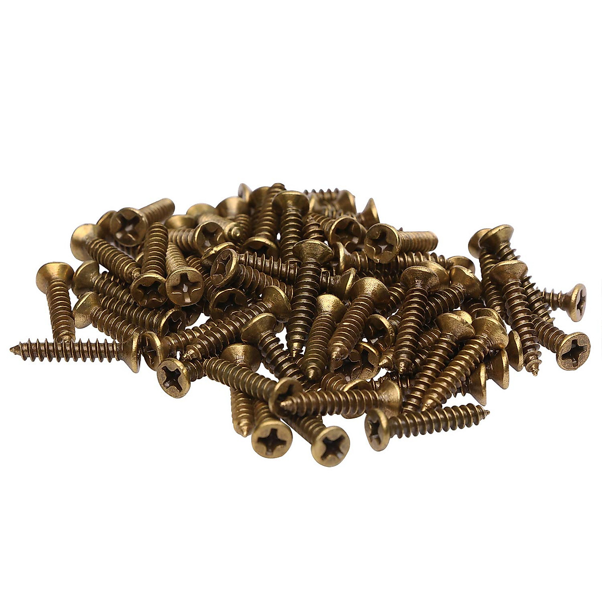 Mini Skater M3 ×16mm Bronze Cross Flat Head Tapping Wood Screws with Oxide and Wax Screws, 100PCS