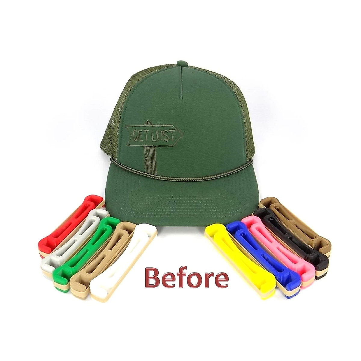 Visor Benders (Pack of 3 Black) ~ Tight Curl Model ~ Includes #64 Rubber Bands (NOT Recommended for X-Large Hats) Made in USA*