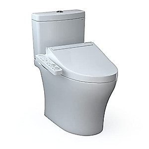 Aquia IV 2-Piece 0.8/1.28 GPF Dual Flush Elongated ADA Comfort Height Toilet in Cotton White, C2 Washlet Seat Included