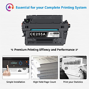 55A Black Toner Cartridge with Chip (2-Pack) | Replacement for HP 55A Works with Laser Enterprise 500 MFP M525 Series, Laser Enterprise P3015 Series, Laser Pro MFP M521 Series Printer Ink | CE255A-2PK