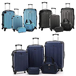 Travelers Club Chicago Hardside Expandable Spinner Luggages, Navy Blue, 5 Piece Set, TCL-77995-410