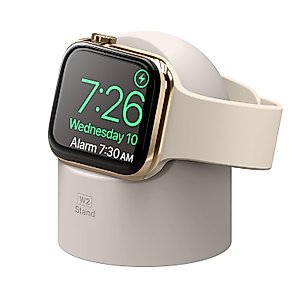 elago W2 Charger Stand Compatible with Apple Watch Series Ultra2/Ultra/9/8/7/6/SE/5/4/3/2/1/SE (49mm, 45mm, 44mm, 42mm, 41mm, 40mm, 38mm), Durable Silicone, Compatible with Nightstand Mode