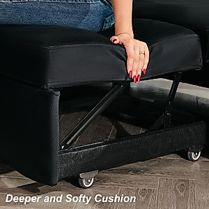 Belffin Modular Sectional Sleeper Couch with Pull Out Sofa Bed Velvet Convertible L Shaped Sectional Sofa with Storage Ottoman for Living Room Black