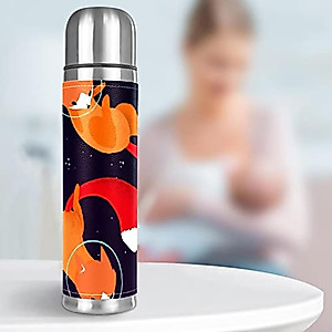 Insulated Water Bottle,Thermos for Hot Drinks,cartoon space fox,Coffee thermos Stainless Steel Water Bottle