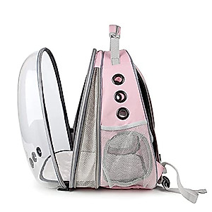 Lollimeow Pet Carrier Backpack, Bubble Backpack Carrier, Cats and Puppies,Airline-Approved, Designed for Travel, Hiking, Walking & Outdoor Use (Pink-Front Expandable)