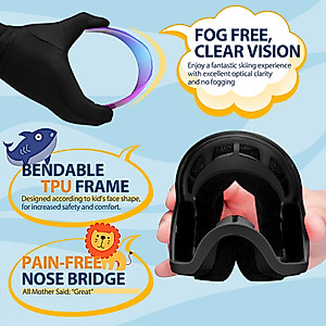 LOEO Kids Ski Goggle, Frameless Snow Ski Goggles for Kids Youth Teens Boys and Girls, Helmet Compatible
