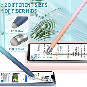 OJIOG Stylus Pens for Touch Screens (4Pcs), 2 in 1 Universal Stylus Pen for iPad, High Sensitivity & Precision Stylus with Double Fiber Tips, Compatible with iPad/iPhone (Mixed Four Colors)