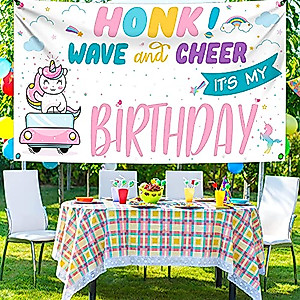 Unicorn Honk Its My Birthday Yard Sign - Big 72x40 Inch Honk Wave and Cheer Birthday Banner | Unicorn Birthday Banner Quarantine Drive By Birthday Decorations | Unicorn Birthday Decorations for Girls