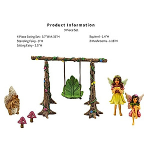 PRETMANNS Fairies for Fairy Garden - Outdoor Fairy Garden Accessories with Fairy Garden Fairies - Fairy Garden Kit - Miniature Garden Fairy Figurines & Fairy Garden Swing - 6 Items