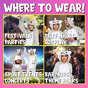 Funziez! Slim Fit Adult Onesie - Animal Halloween Costume - Plush Fruit One Piece Cosplay Suit for Women and Men